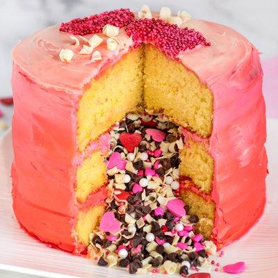 sweets inside cake